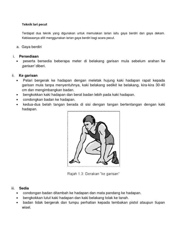 Teknik Lari Pecut dan Permulaan | PDF | Olahraga & Rekreasi | Kesehatan ...