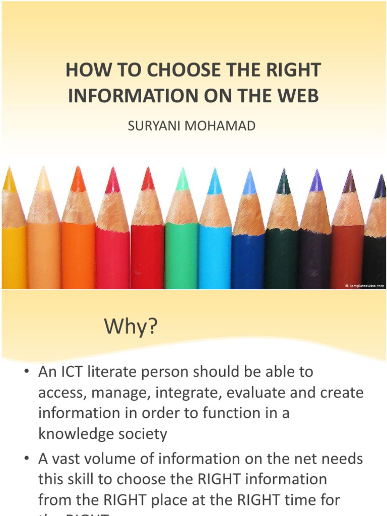 Choosing the Right Web Information | PDF | Information | Internet