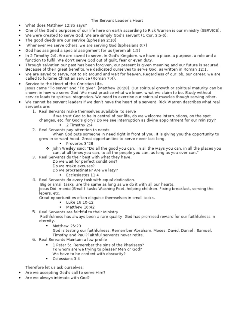 The Servant Leaders Heart | PDF | Gospel Of Matthew | Good Works