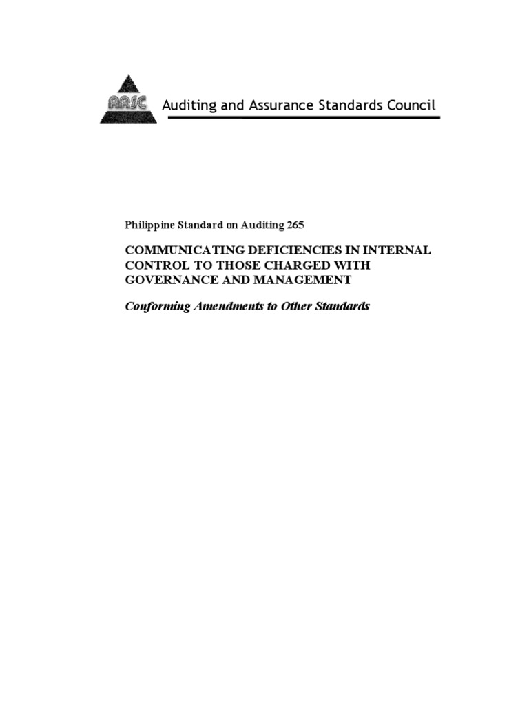 ISA 265: Communicating Control Deficiencies | PDF | Audit | Financial Audit