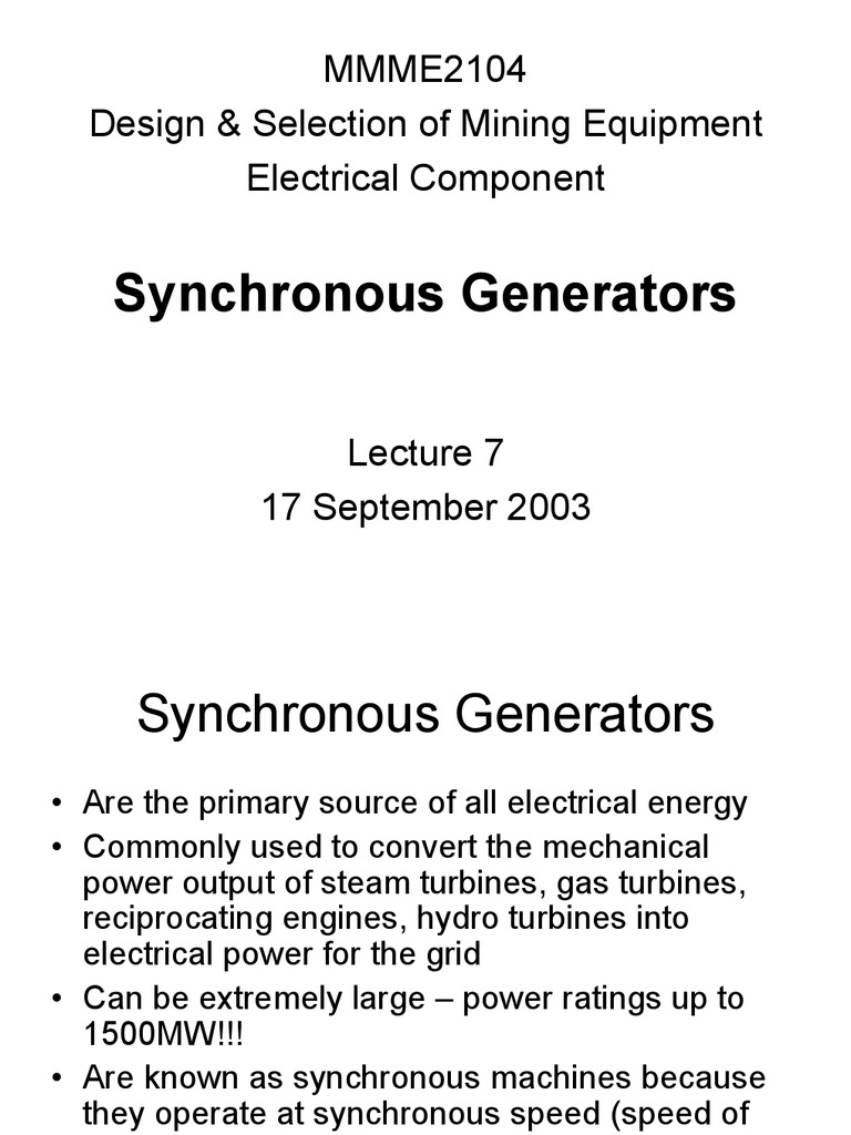 Lecture 7 - Synchronous Generators PDF | PDF