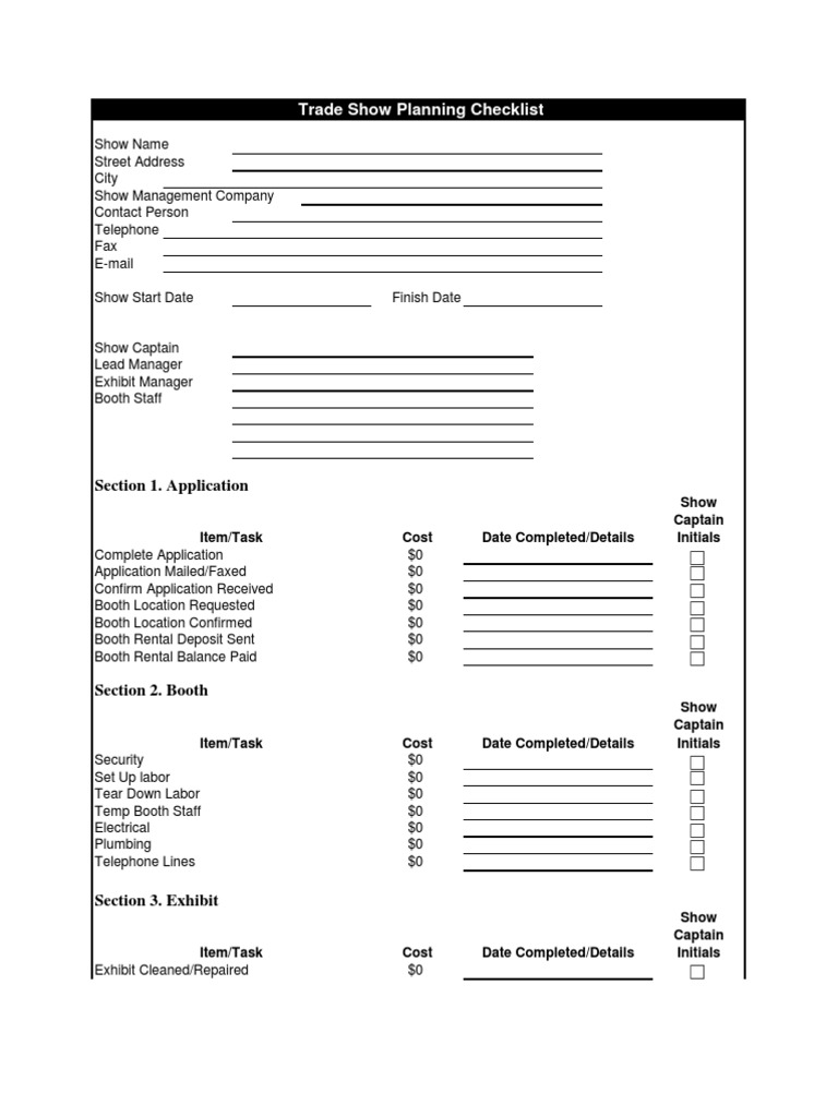 Trade Show Planning Checklist Template | PDF | Direct Marketing ...