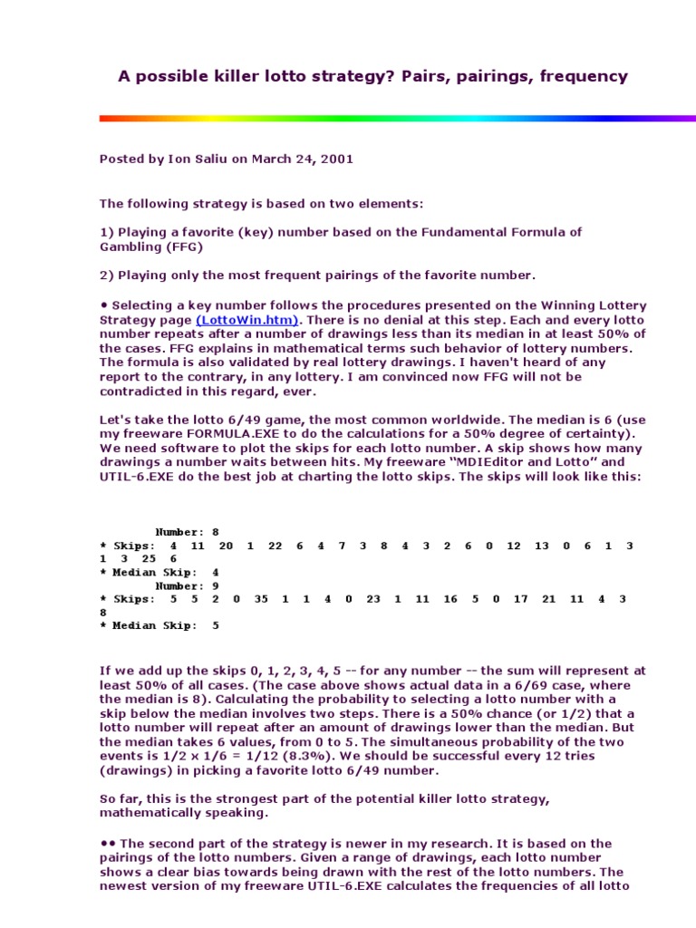 A Possible Killer Lotto Strategy | PDF | Lottery | Epistemology
