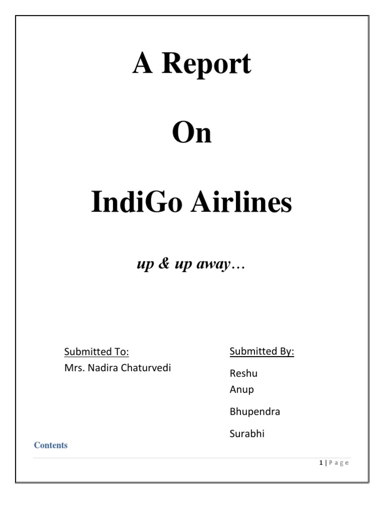 INDIGO Final Report | PDF | Airlines | Low Cost Carrier