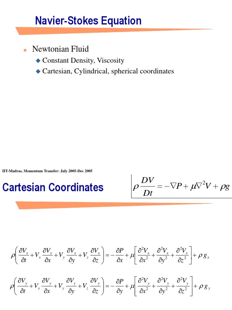 Navier-Stokes Equation: Newtonian Fluid | PDF | Partial Differential ...