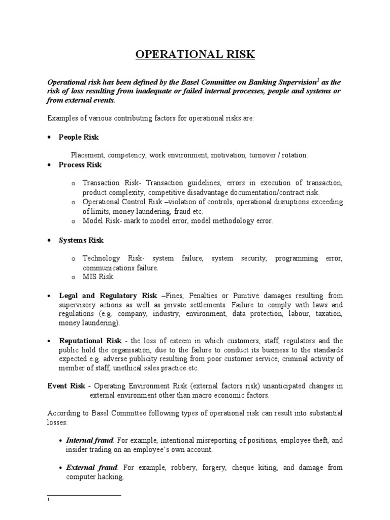 Operational Risk | PDF | Operational Risk | Risk Management