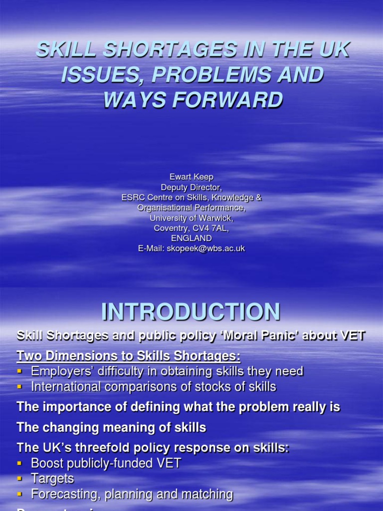 Defining the Problem: A Detailed Examination of Skill Shortages in the ...