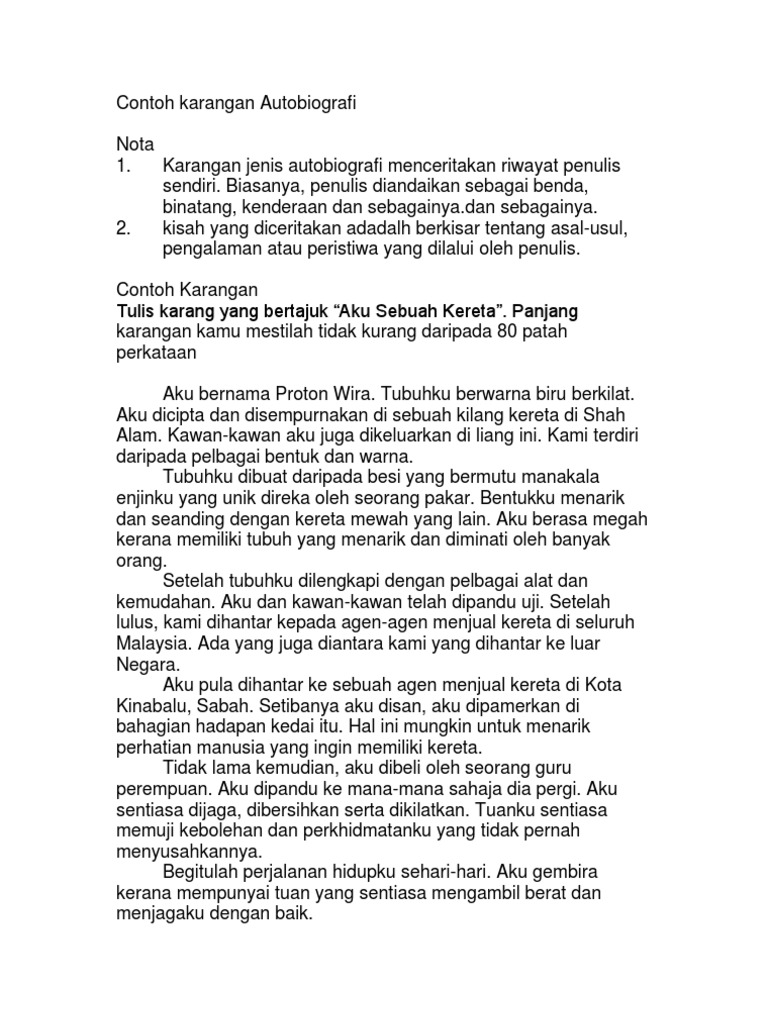 Contoh Karangan Autobiografi | PDF