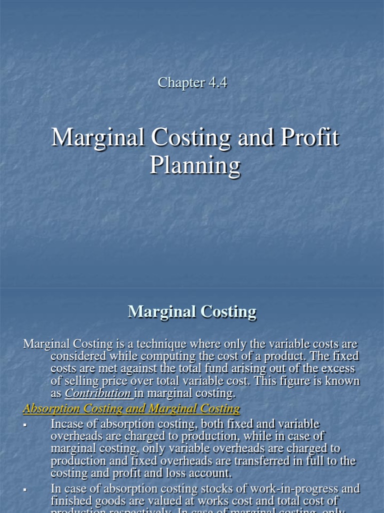 Marginal Costing and Profit Planning | PDF | Business Economics | Business