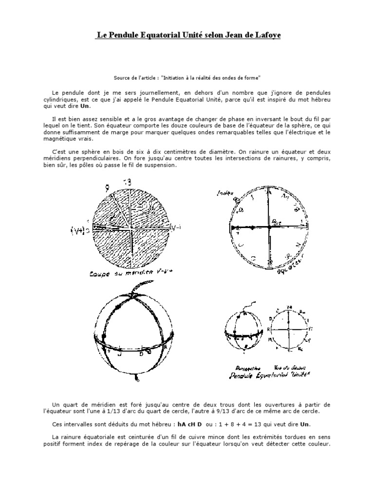 Fabrication du Pendule Équatorial Unité | PDF | Cercle | Sphère