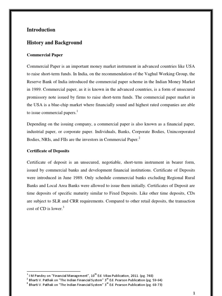 Comparative Analysis of Commercial Paper and Certificate of Deposits ...