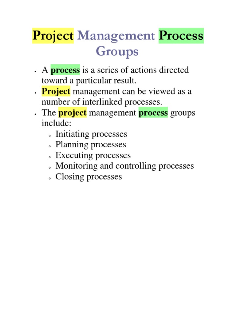 Project Management Process Groups | PDF | Project Management ...