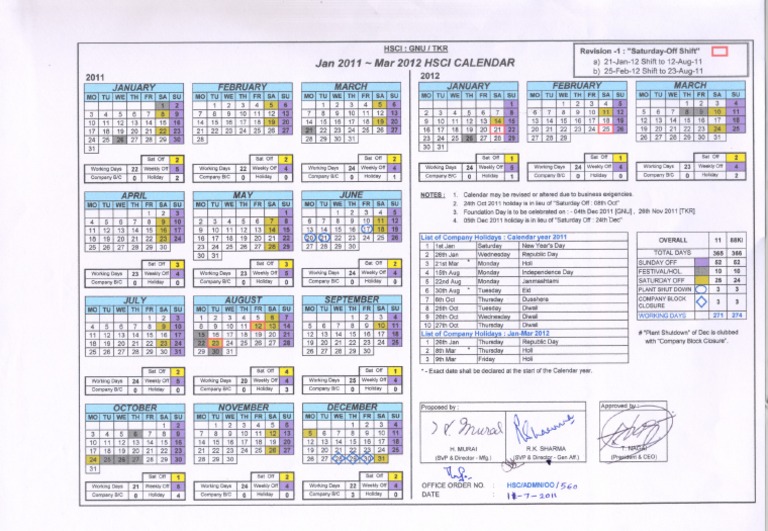 Revised Calendar | PDF