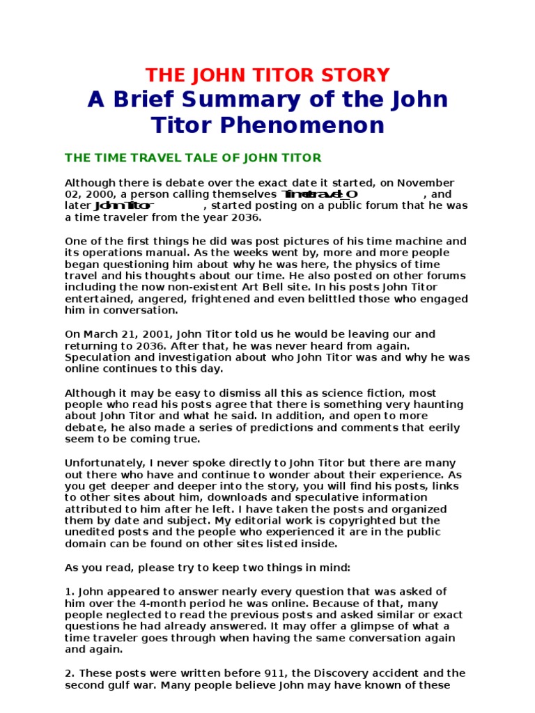 The John Titor Story | PDF | Particle Physics | Clock
