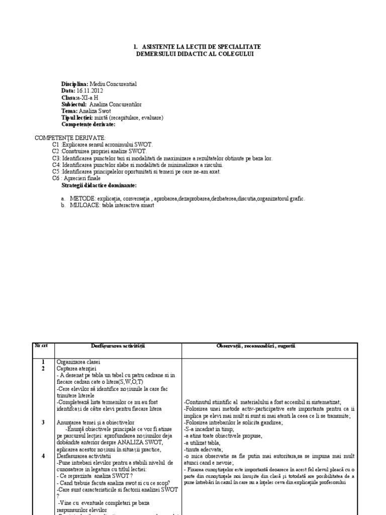 Plan de Lectie | PDF