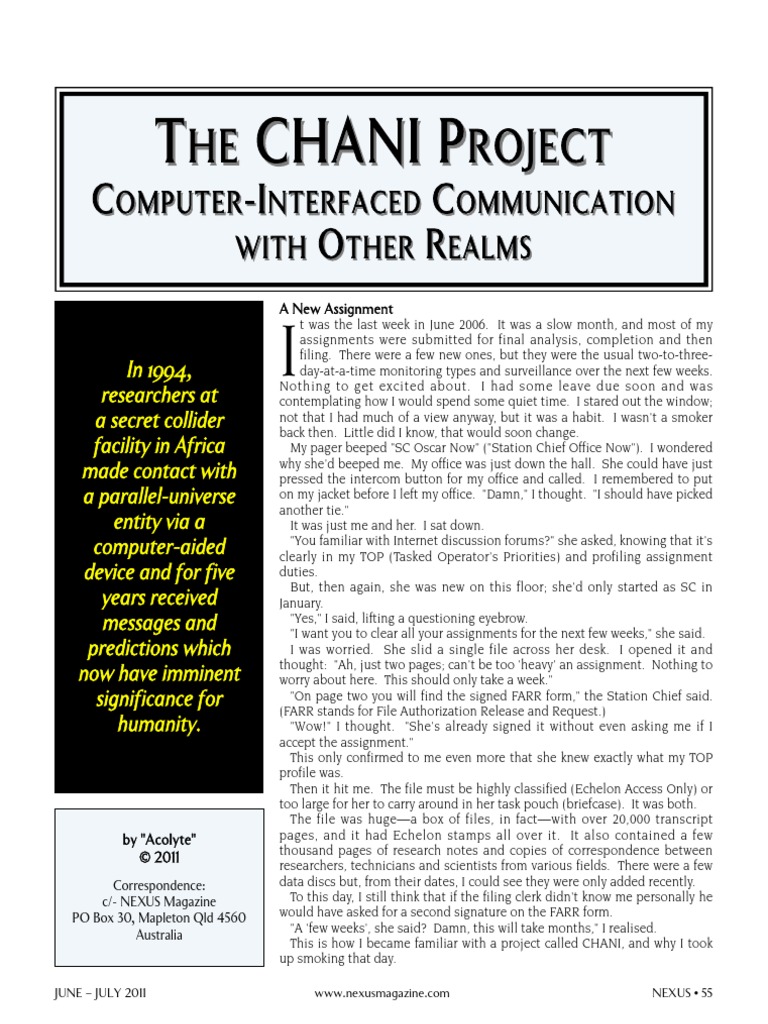 The CHANI Project | PDF | Many Worlds Interpretation | Internet Forum
