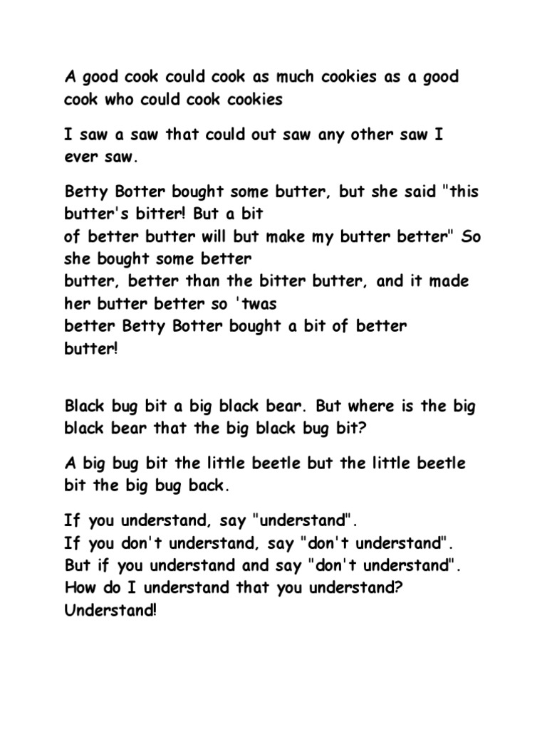 Tongue Twisters Betty Botter