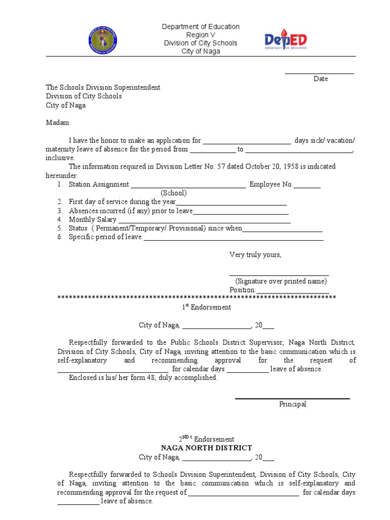 School Leave Endorsement Form Template | PDF