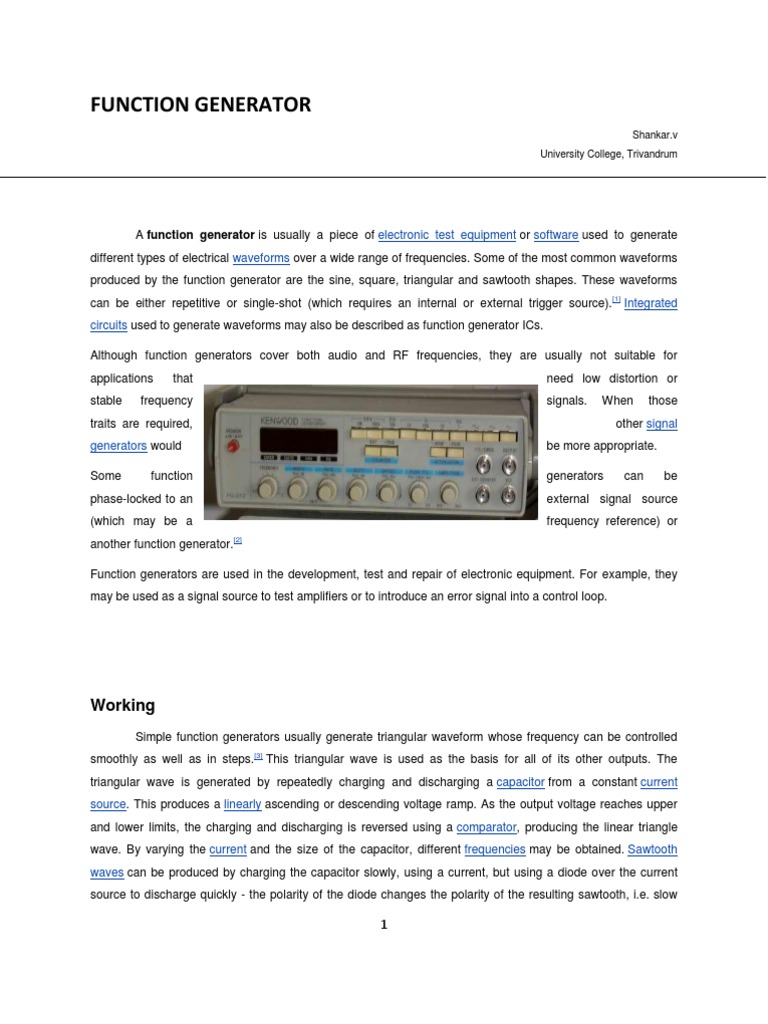 Function Generator | PDF | Electromagnetism | Electronic Engineering