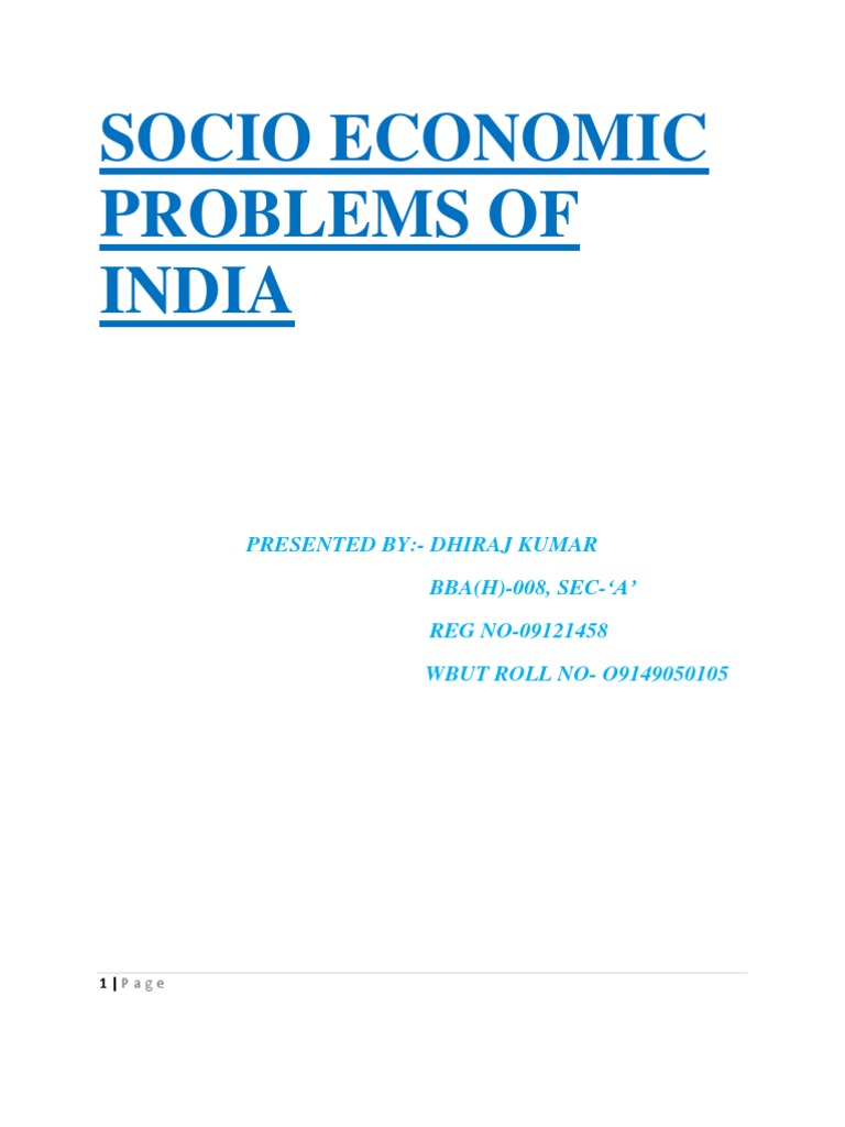 Socio Economic Problems of India | PDF | Maternal Death | Poverty