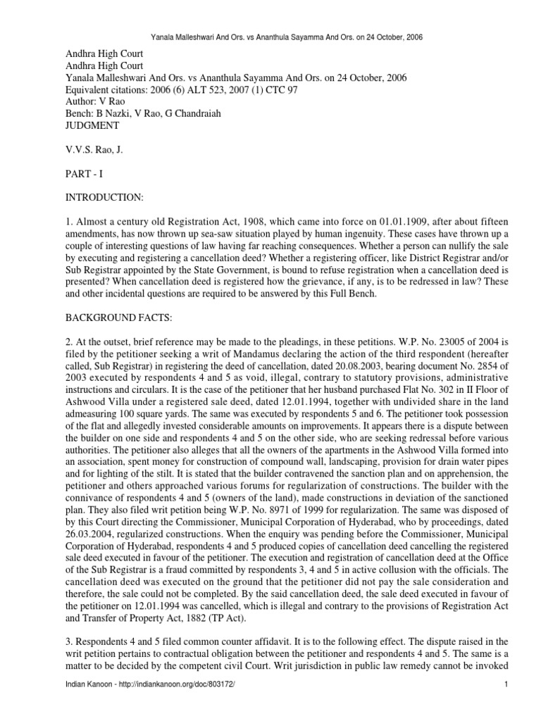 Andhra High Court Order | Download Free PDF | Property | Lawsuit