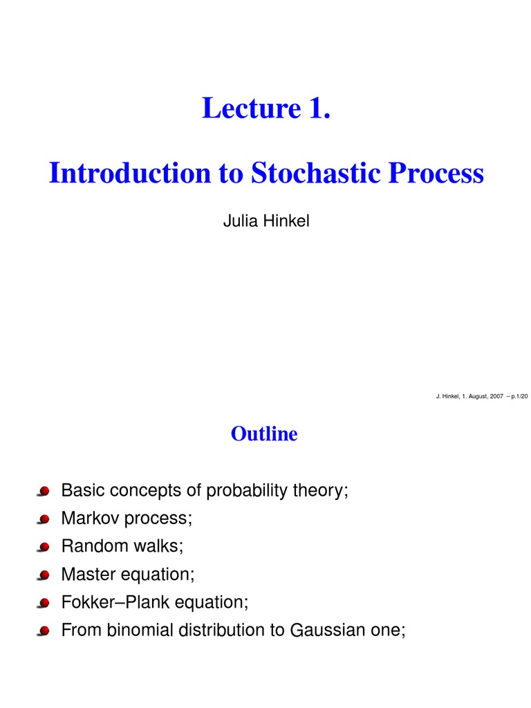 Introduction To Stochastic Process: Julia Hinkel | PDF | Stochastic ...