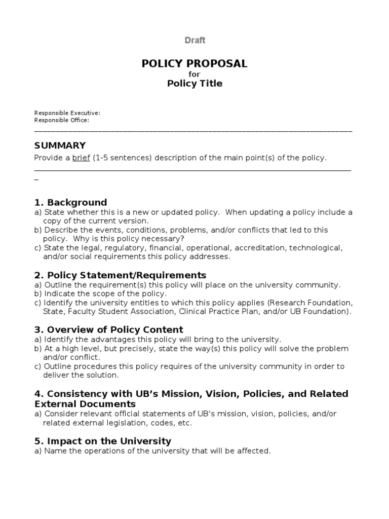 Policy Proposal Format | Policy | Internal Audit