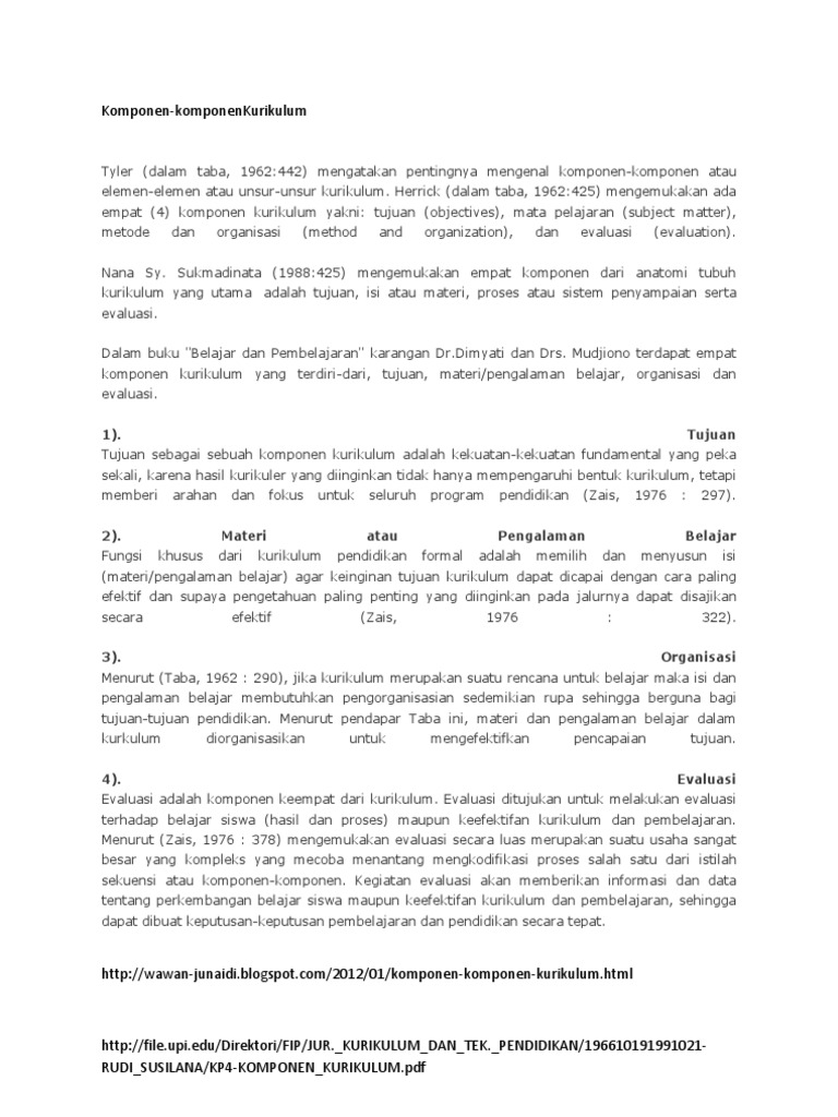 Komponen Kurikulum | PDF