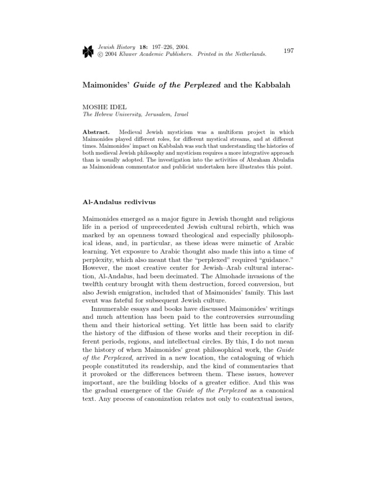 Guide To Perplexed and Kabbalah | Download Free PDF | Maimonides | Kabbalah Guide To Perplexed and Kabbalah | Download Free PDF | Maimonides | Kabbalah