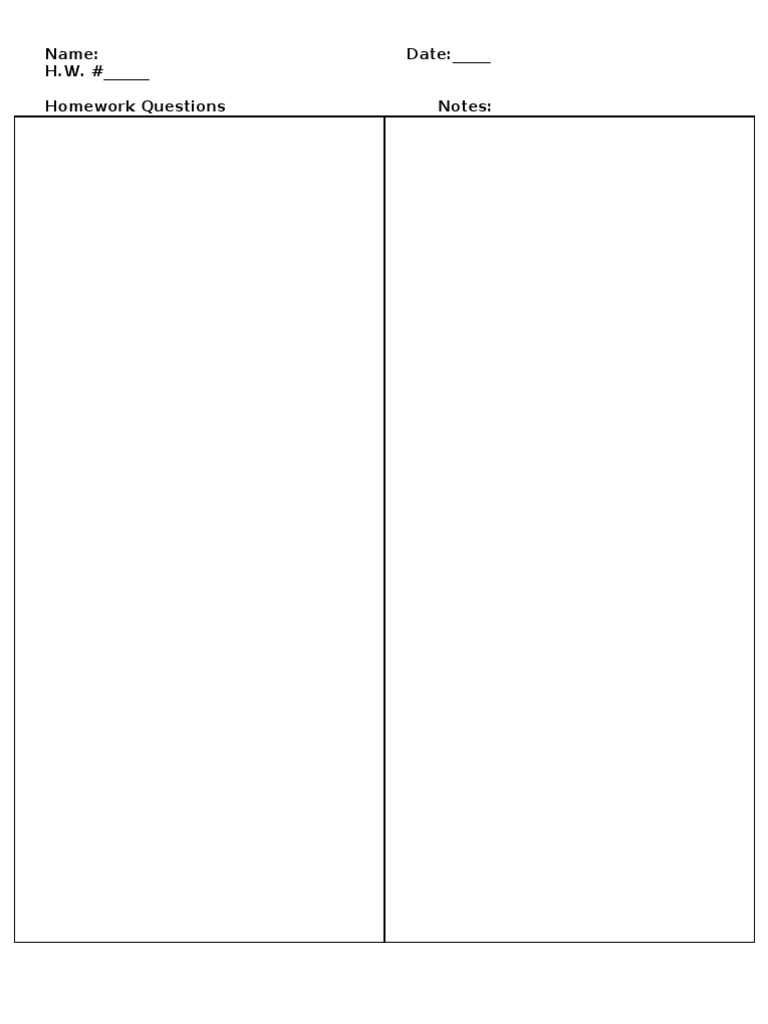 Name: Date: - H.W. # - Homework Questions Notes | PDF