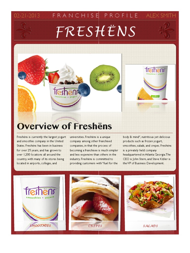 Freshëns Franchise Overview and Costs | PDF | Franchising | Brand