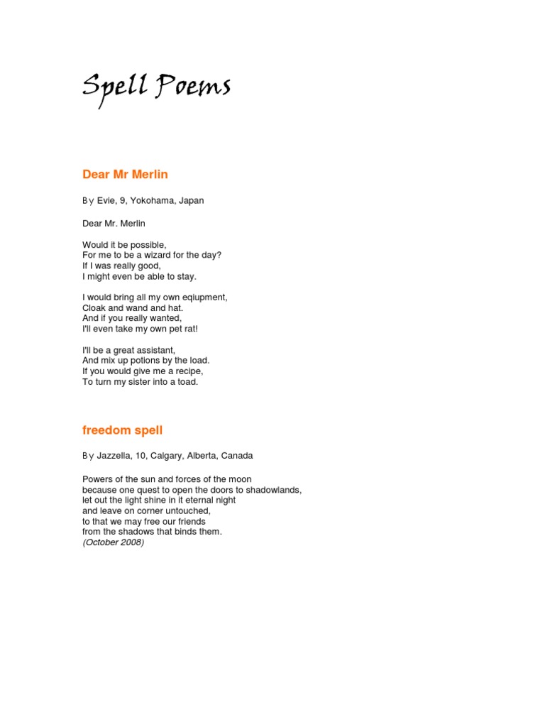 Spell Poems | PDF | Leisure