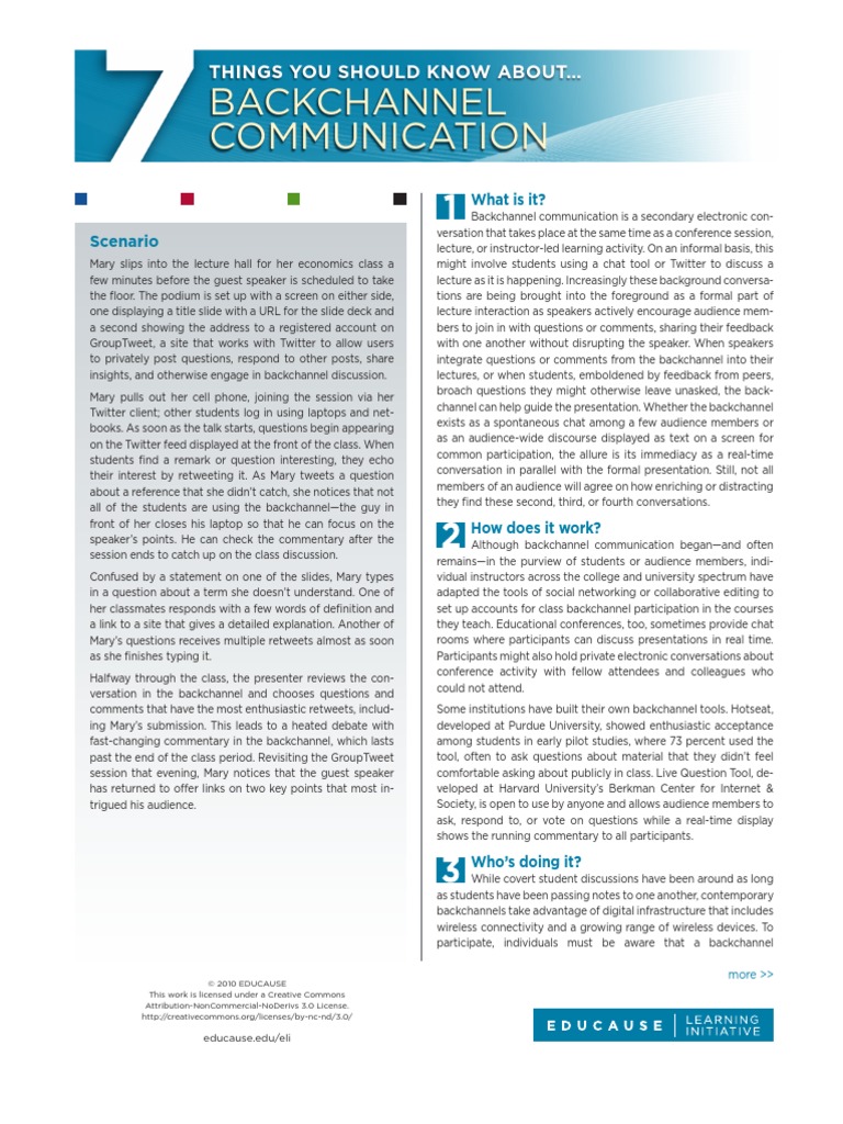 Back Channel | PDF | Twitter | Conversation