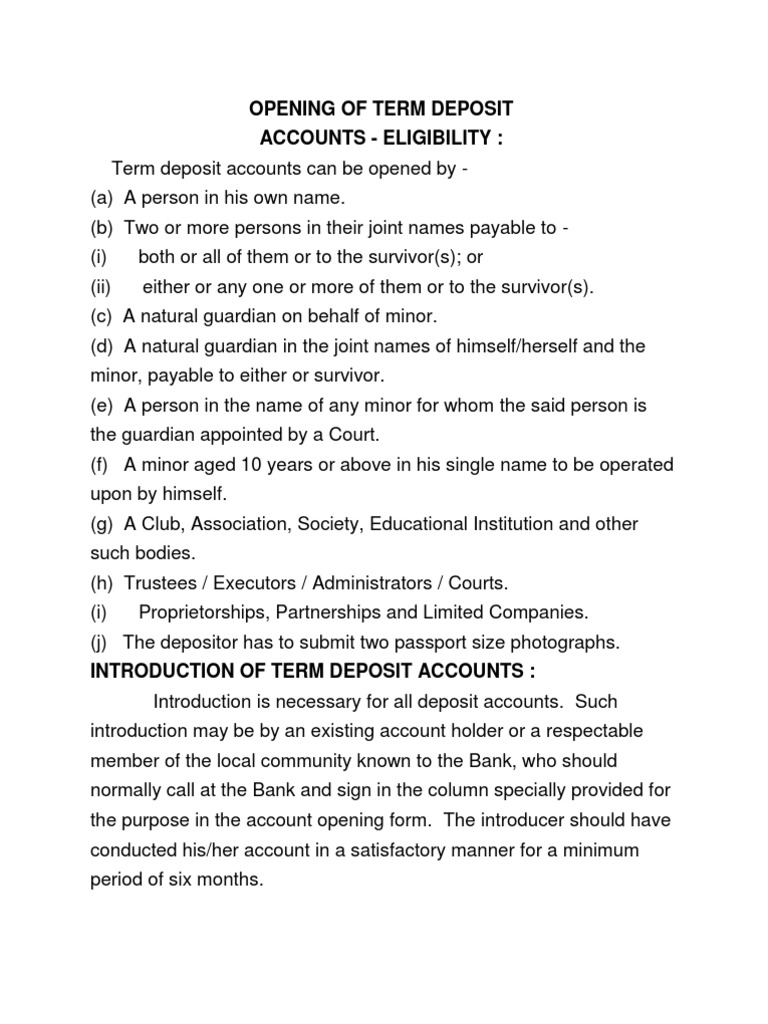 Opening of Term Deposit | PDF | Deposit Account | Interest