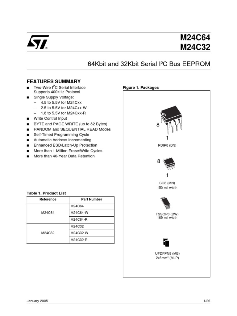 24c64 Datasheet | PDF | Computer Data | Manufactured Goods