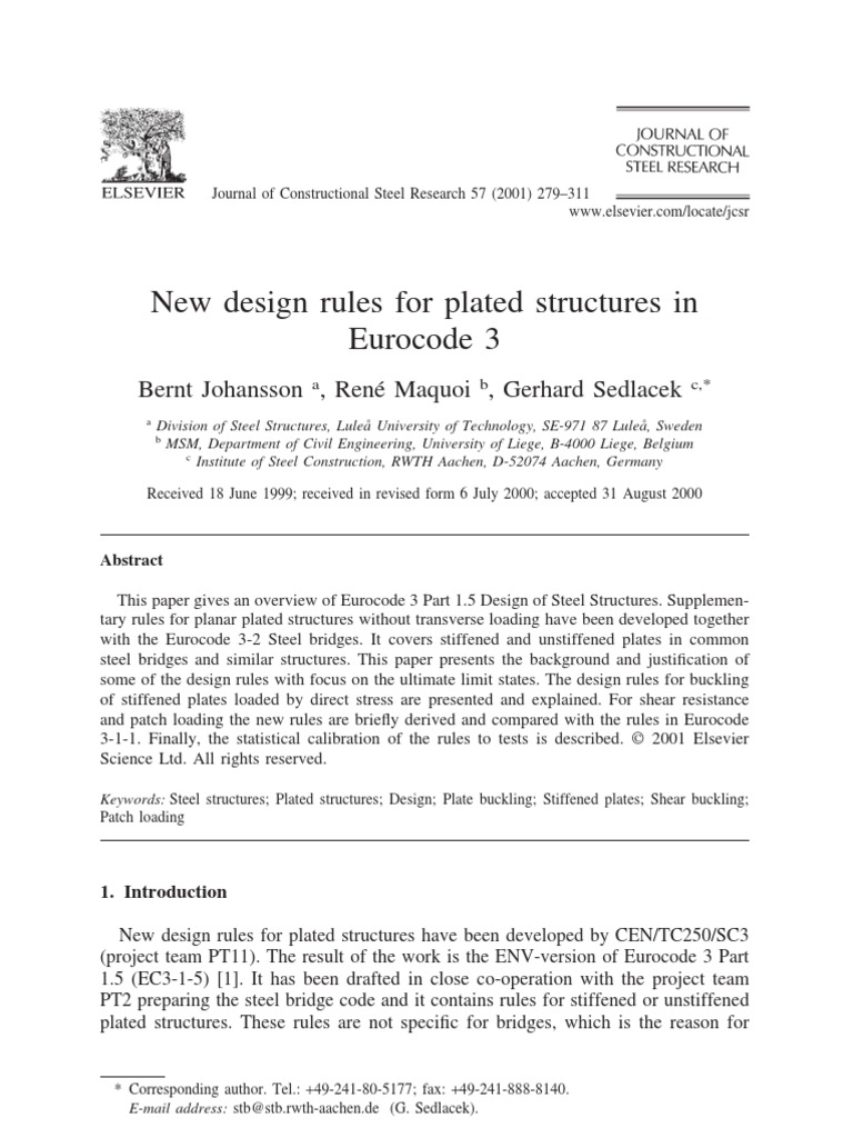 New Design Rules For Plated Structures in Eurocode 3 | PDF | Buckling ...