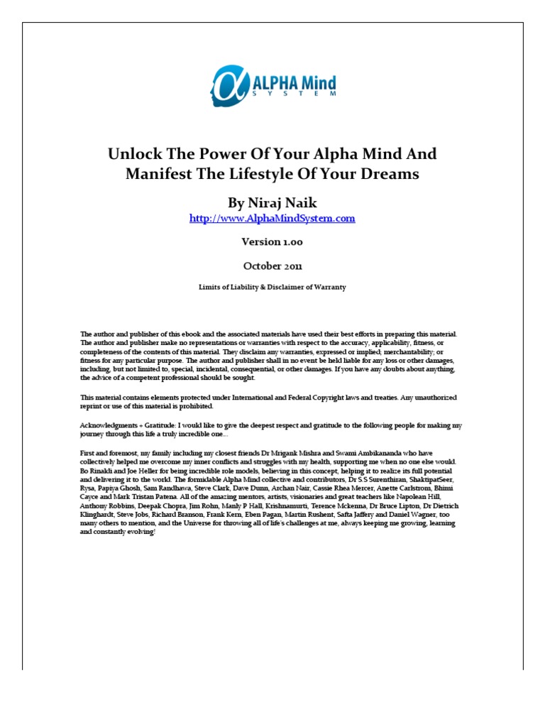Unlock The Power of Your Alpha Mind | PDF | Thought | Limbic System