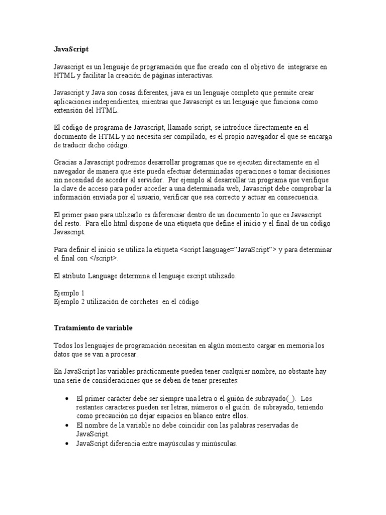 Apuntes De Javascript Pdf Script Java Lenguaje De Programación