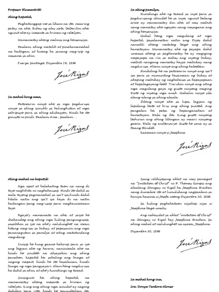 Liham Ni Rizal | PDF