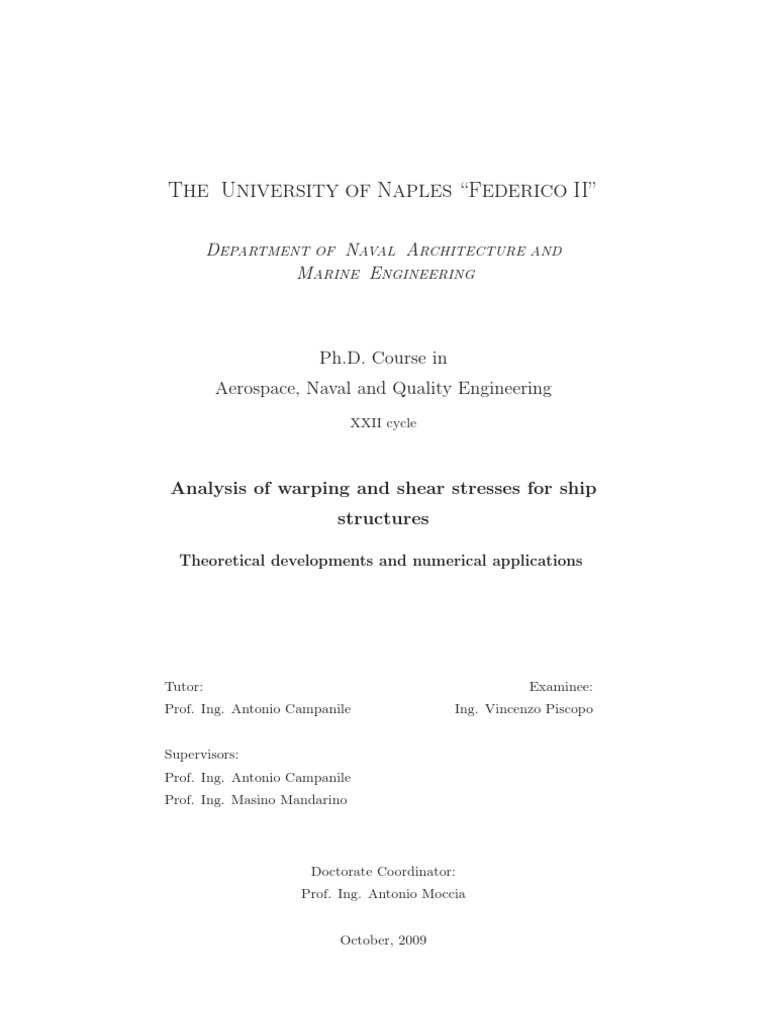 Analysis of Warping and Shear Stress For Ship Structures | PDF ...