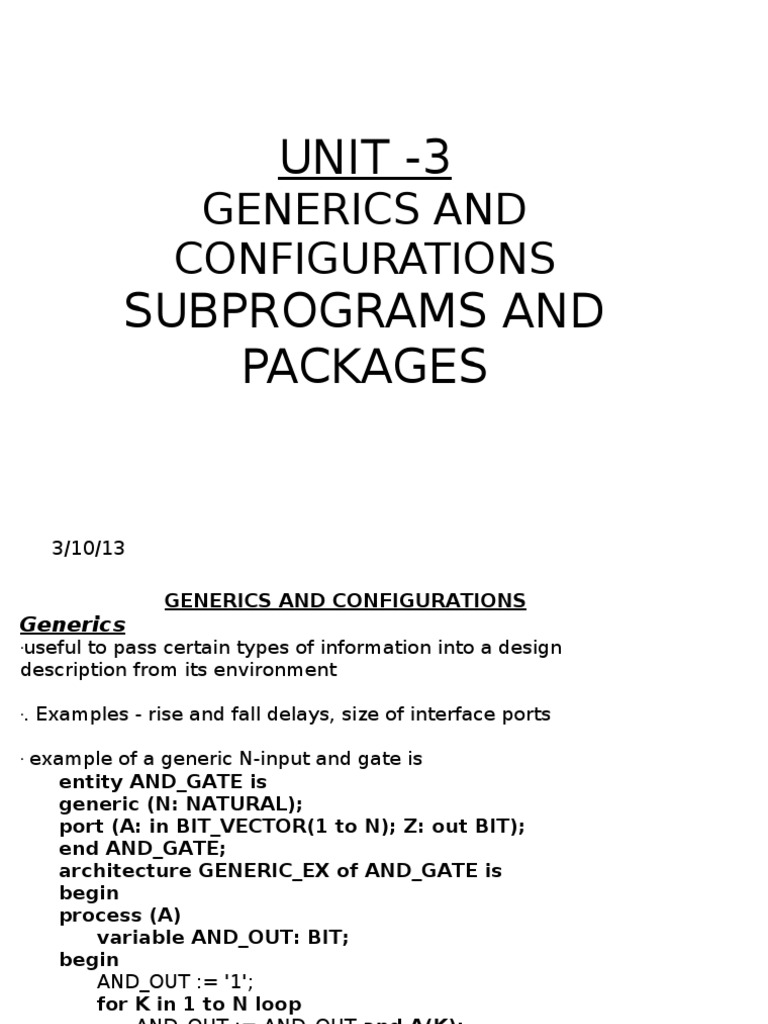Unit - 3 Subprograms and Packages | PDF | Subroutine | Vhdl