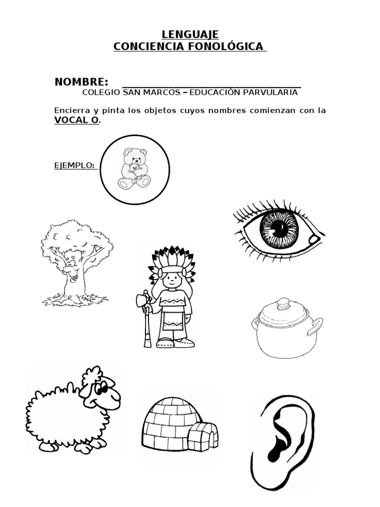Guia Conciencia Fonologica 2 Sonido Inicial o | PDF