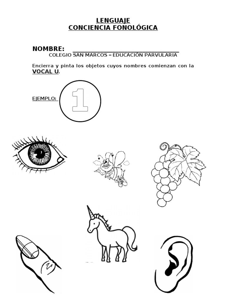Guia Conciencia Fonologica 2 Sonido Inicial U | PDF
