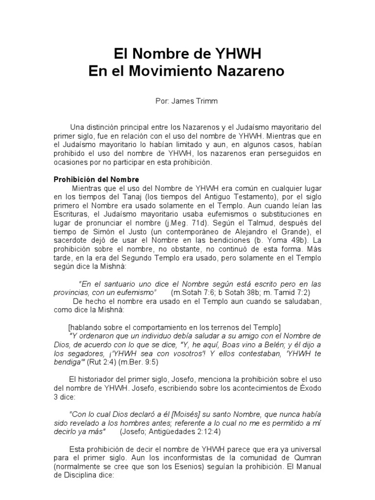 El Nombre de YHWH | PDF | Tetragrammaton | Jehová