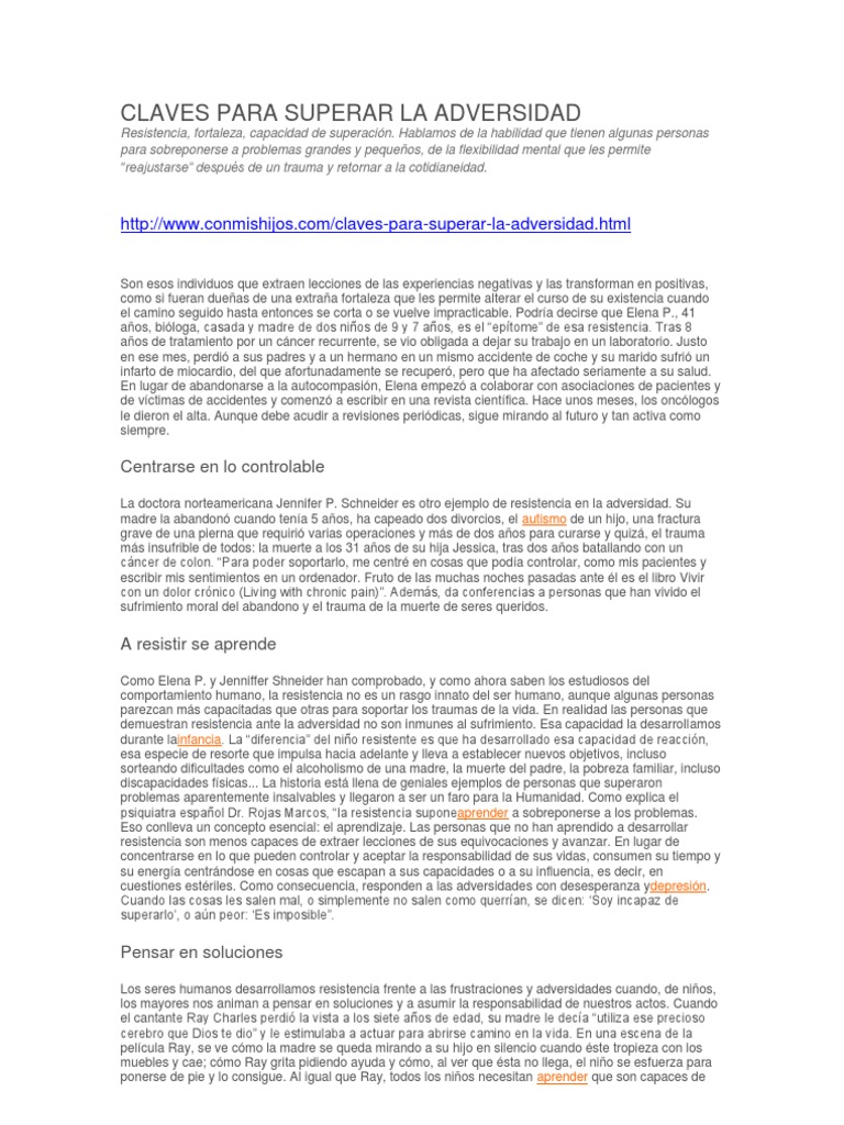 Claves para Superar La Adversidad | PDF | Trauma psicólogico | Sufrimiento