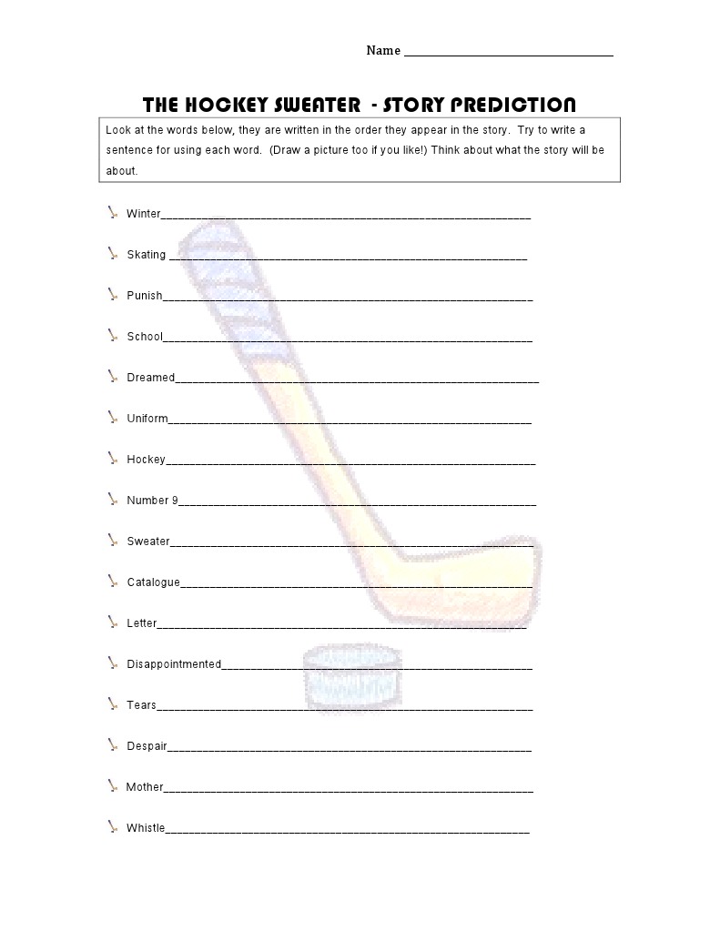 Story Prediction The Hockey Sweater | PDF | Home & Garden