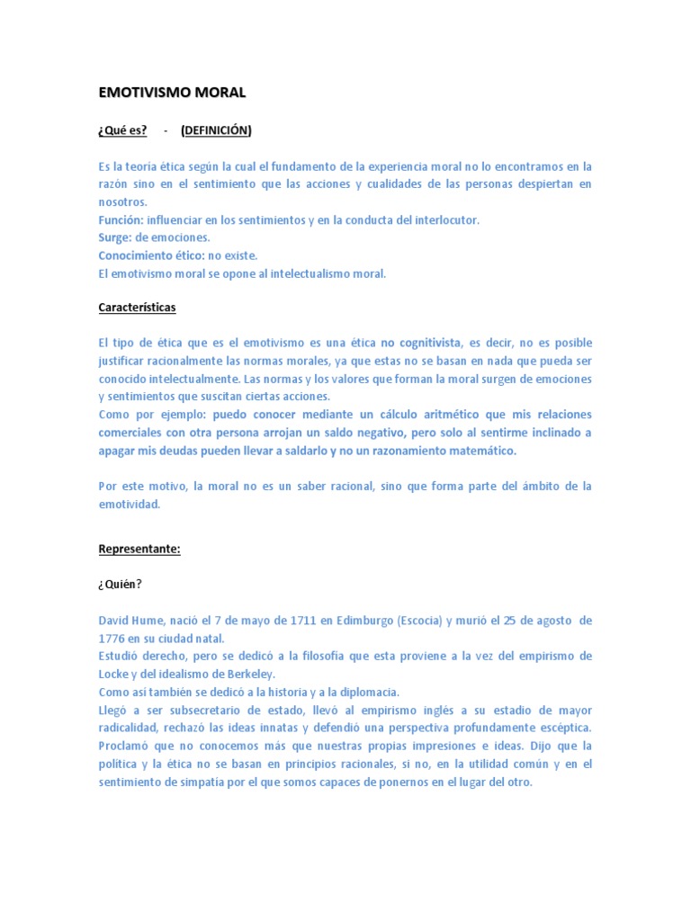 Emotivismo Moral | PDF | David Hume | Moralidad