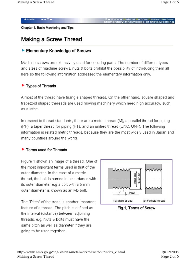 Making Screw Threads | PDF