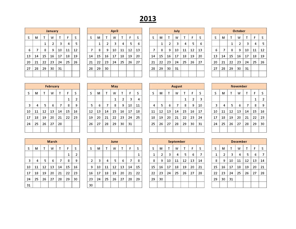 Calendar Layout 2013-2017 | PDF