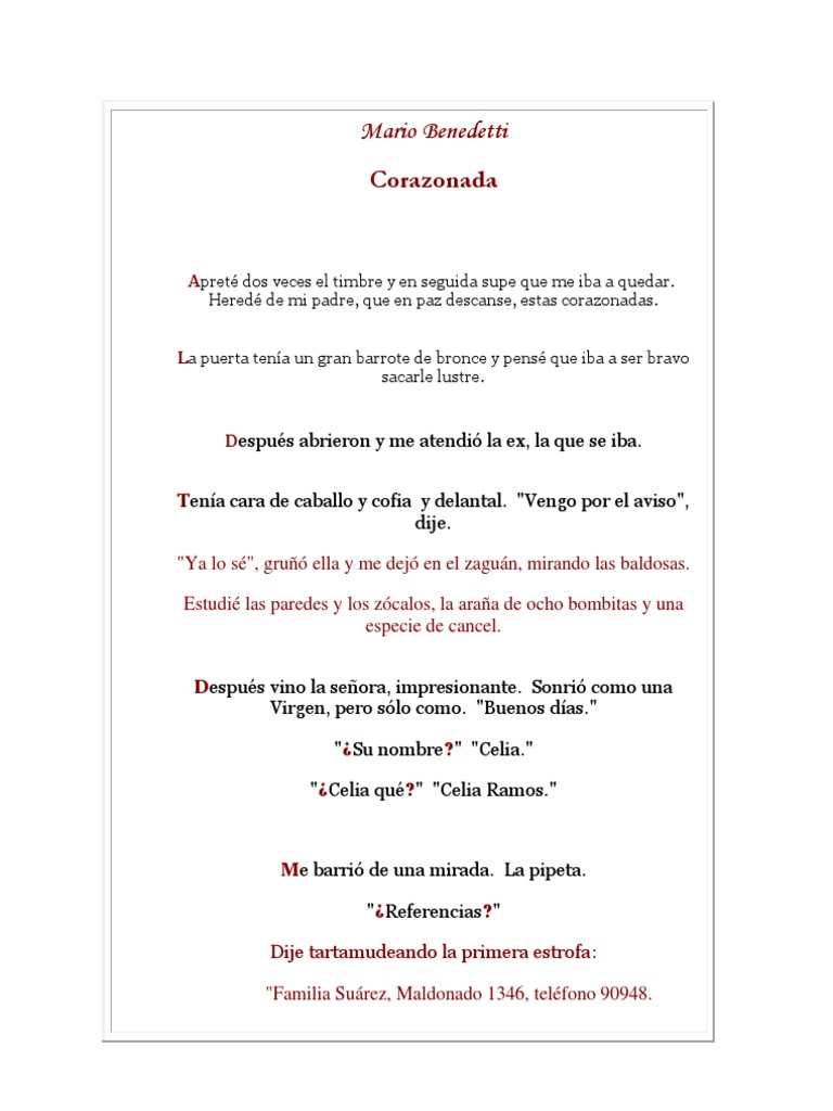 Mario Benedetti - Corazonada | PDF